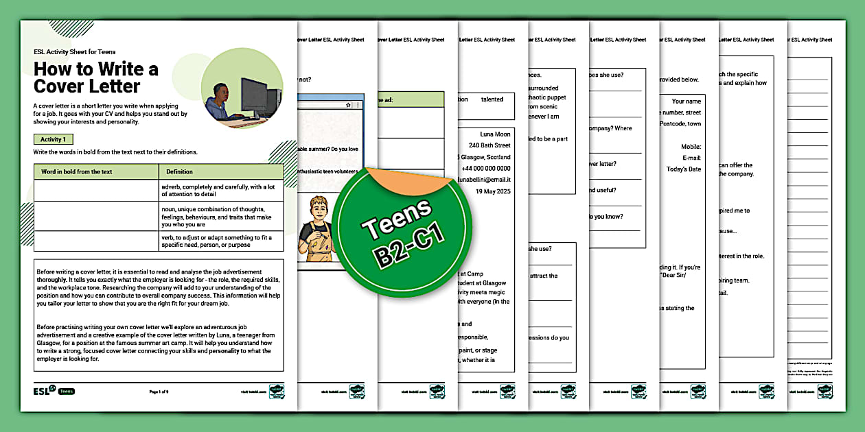 ESL How to Write a Cover Letter [Teens, B2-C1] - Twinkl