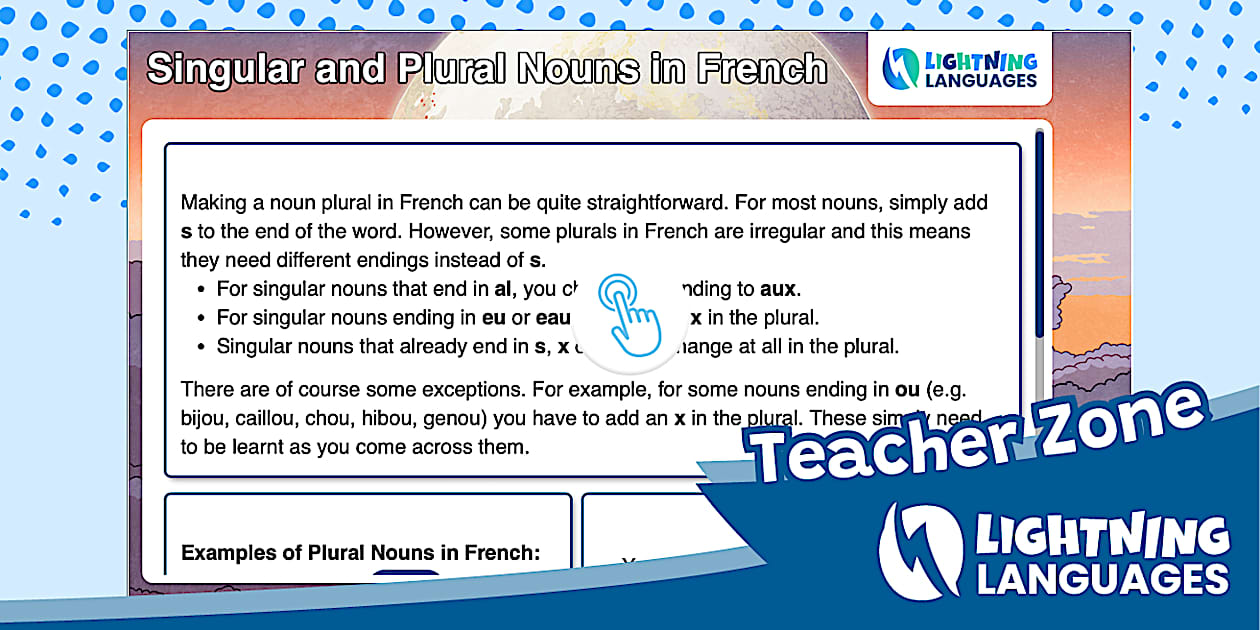 👉 Lightning Languages | French | Go Guide | Singular and Plural Nouns
