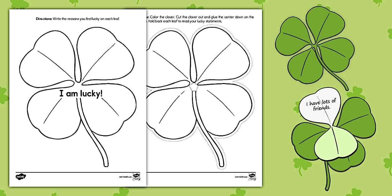 I Am Lucky! St. Patrick's Day Four-Leaf Clover Writing Craft