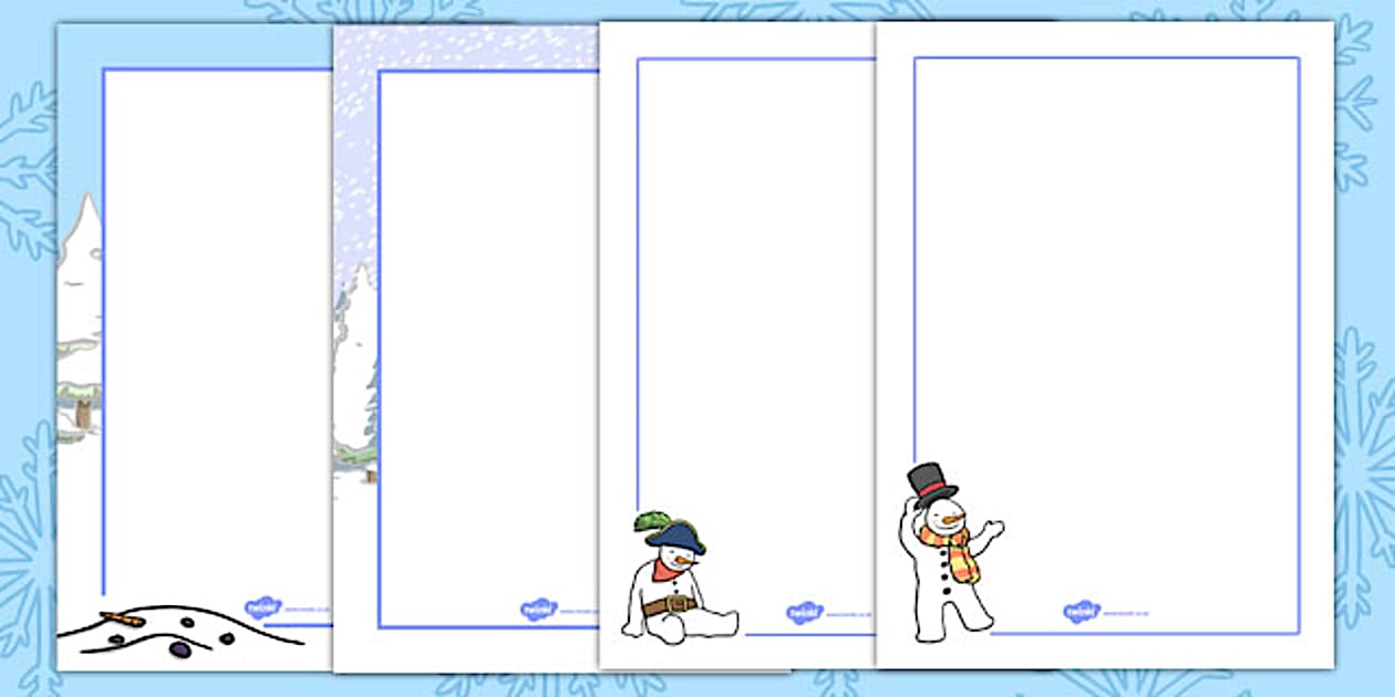 Editable Five Little Snowmen Fat Page Borders (teacher made)