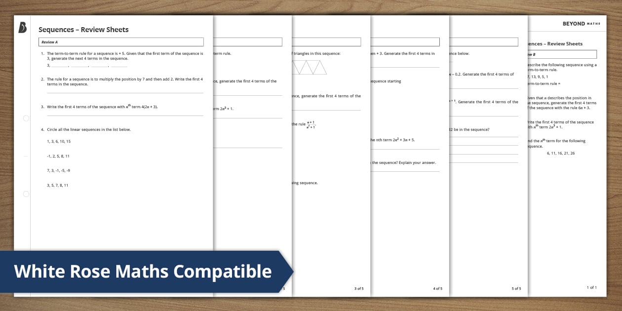 👉 Sequences - Review Sheets (teacher made) - Twinkl