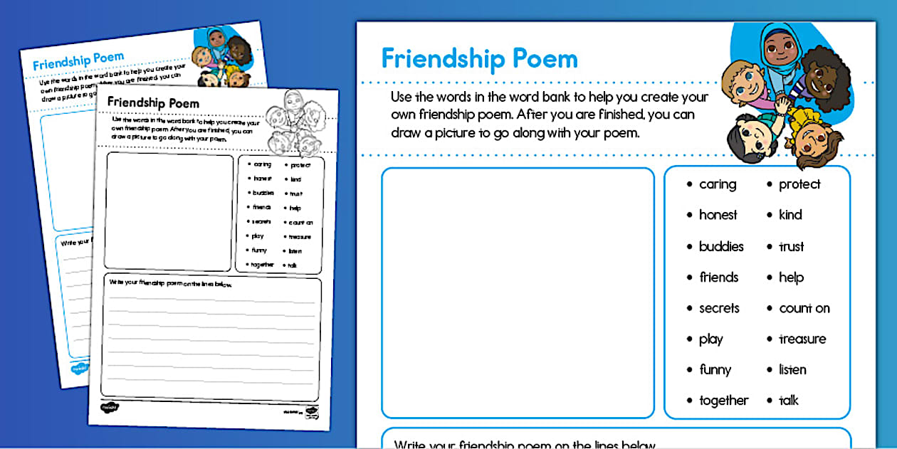 Friendship Poem Writing Template (teacher made) - Twinkl