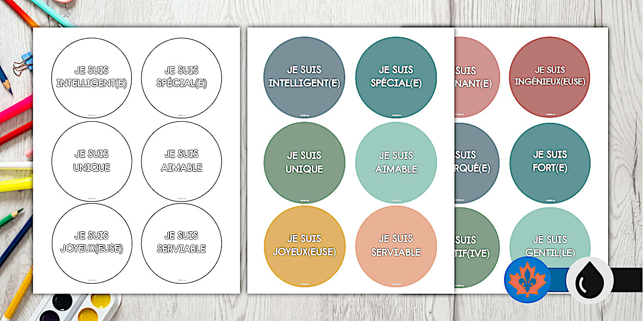 Positive Affirmations Mirror Labels French (Teacher-Made)