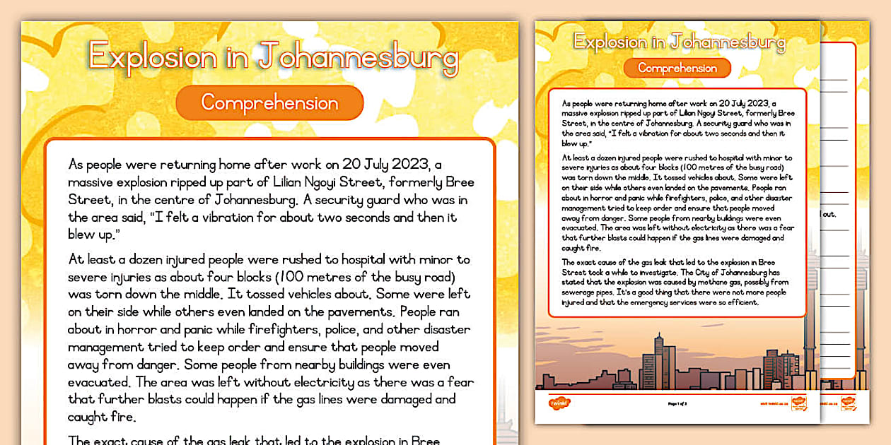 Disasters: Explosion in Johannesburg - Comprehension