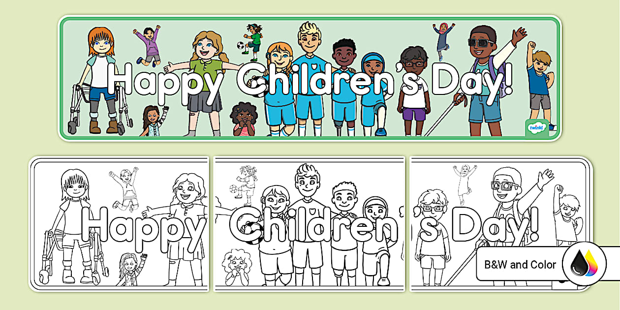 Happy Children's Day Banner (Teacher-Made) - Twinkl