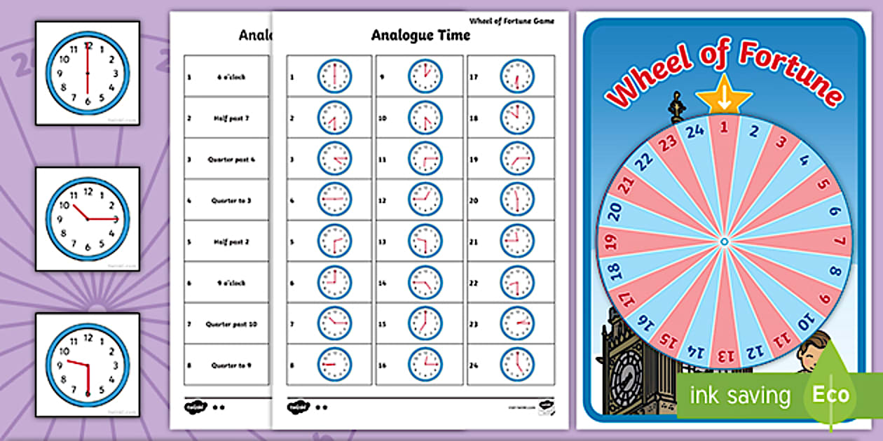 Analogue Time Wheel of Fortune Game Differentiated Spinning Wheel Activity