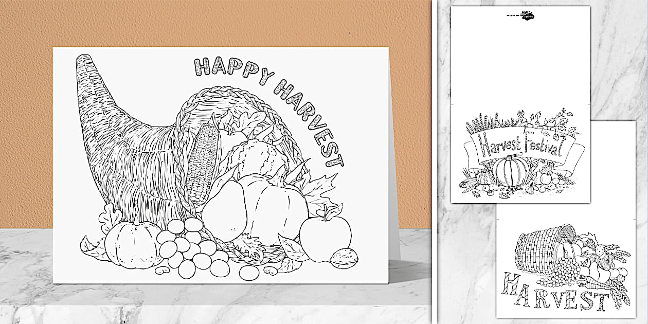 Harvest Festival Colouring Cards | Twinkl Party - Twinkl