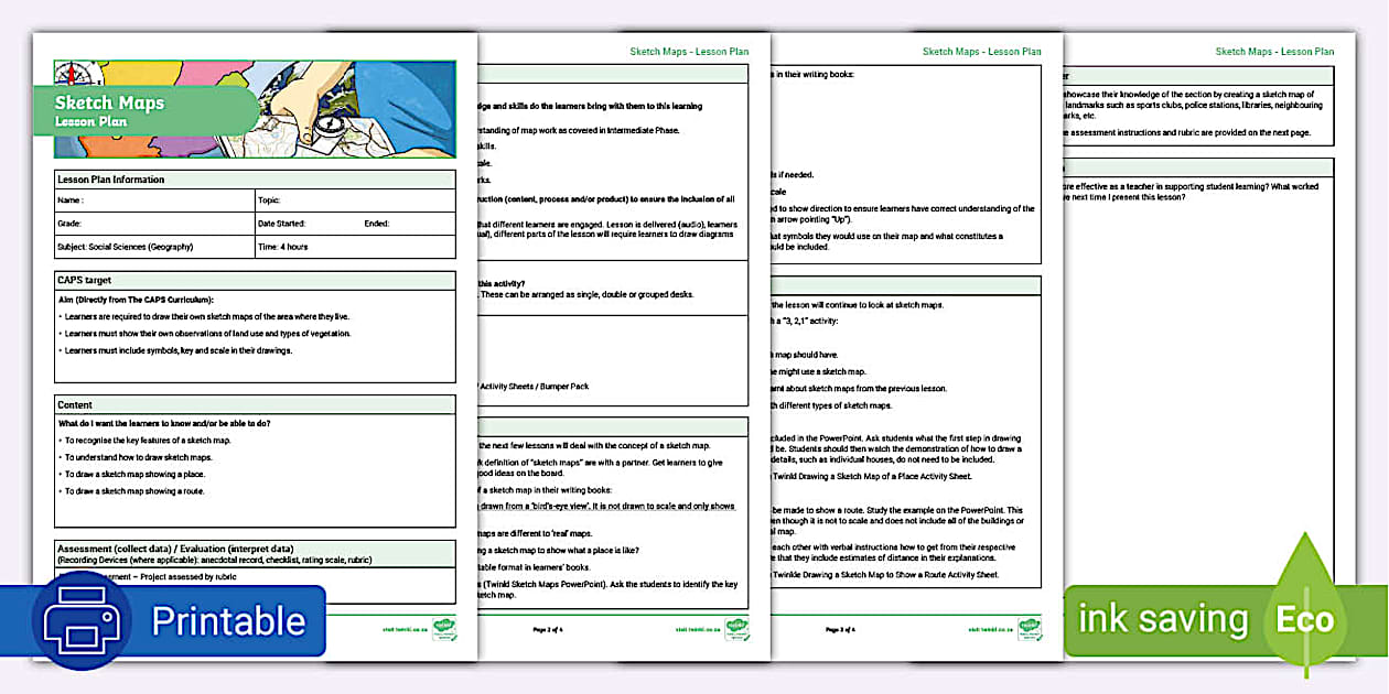 Sketch Maps Lesson Plan | South Africa (teacher made)