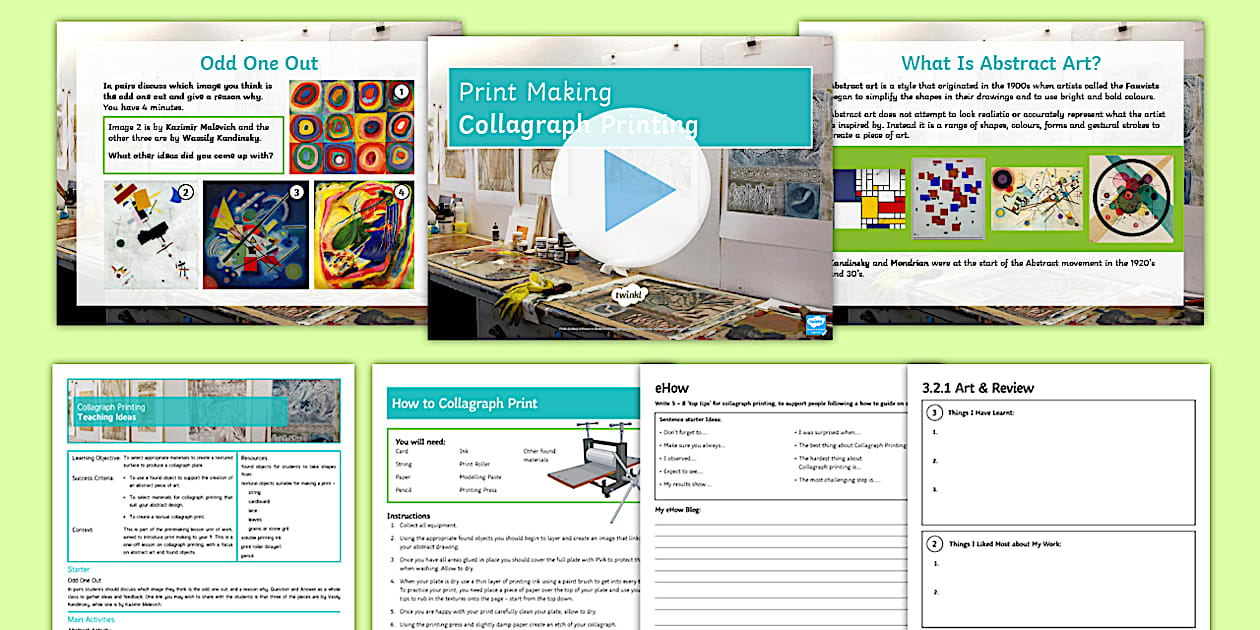 Printmaking: Collagraph Printing Lesson Pack - Twinkl