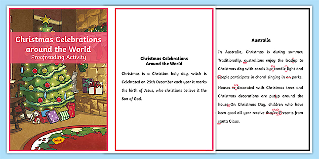 Christmas Celebrations Around the World Proofreading Activity