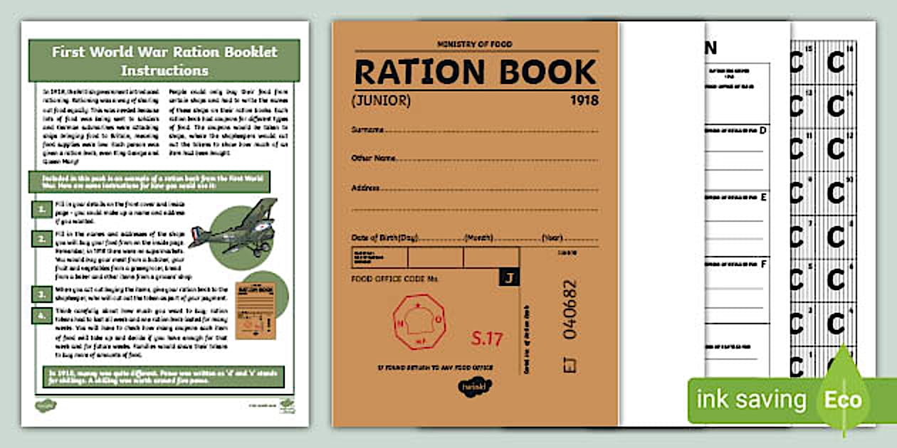 KS2 First World War Ration Booklet Activity (teacher made)