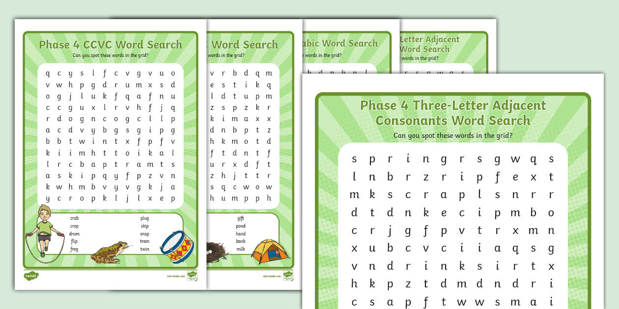 Phase 4 Phonics Word Searches - KS1 - EYFS - Twinkl