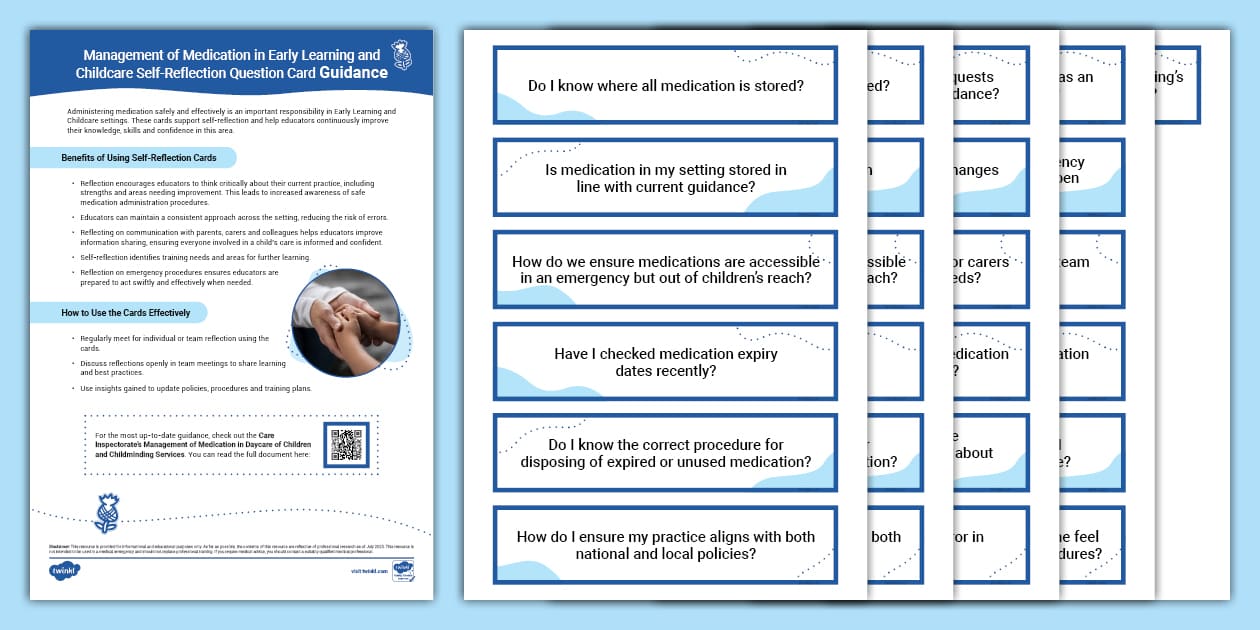 Management of Medication - Self-Reflection Question Cards