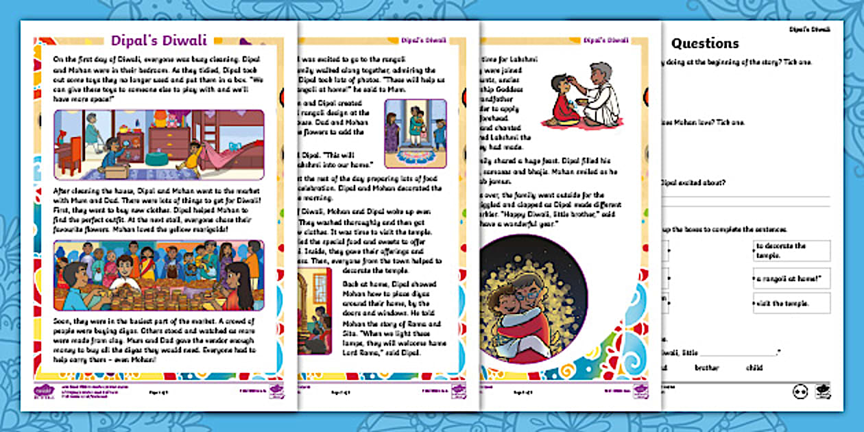 Year 2 Diwali Differentiated Reading Comprehension - Twinkl