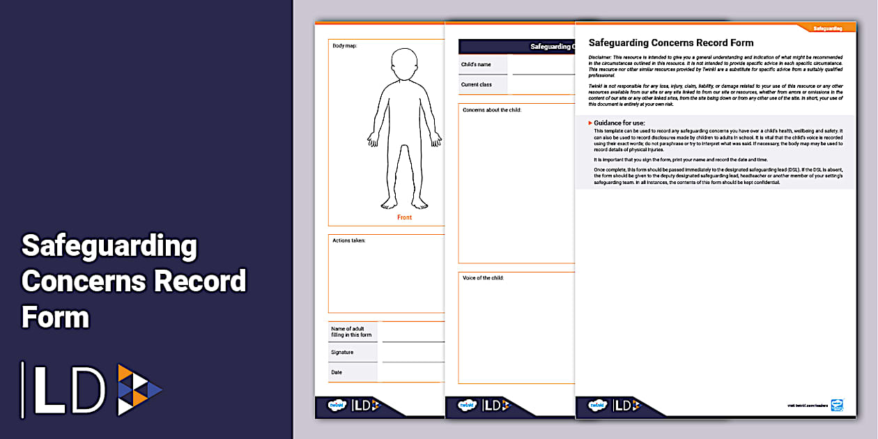 Editable Safeguarding Concerns Record Form - Twinkl