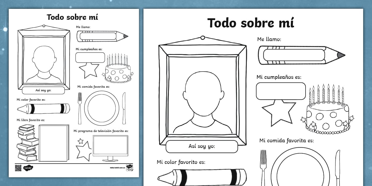 * NEW * Ficha de actividad: Todo sobre mí - Twinkl
