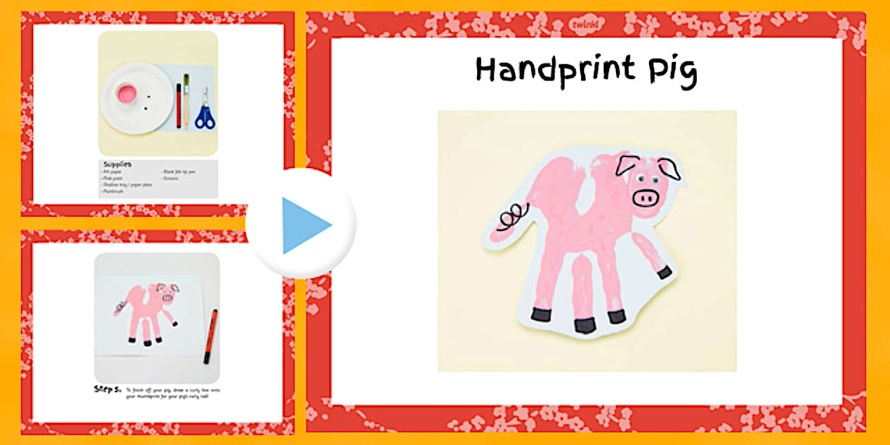 Handprint Pig Craft Instructions PowerPoint (teacher made)