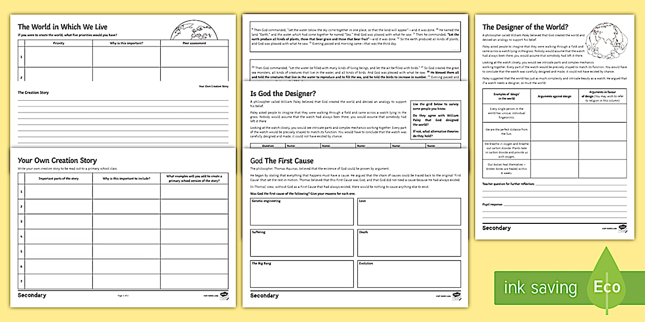 The Creation of the World by God Worksheet / Worksheets