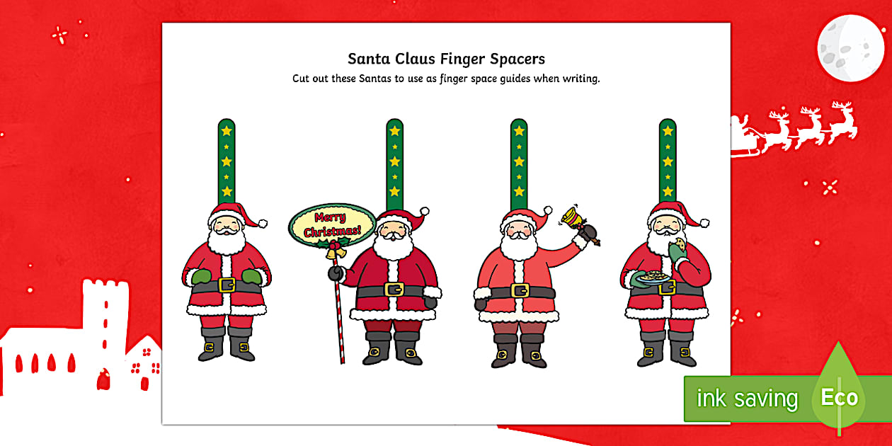 Santa Writing Finger Spacers (Teacher-Made) - Twinkl
