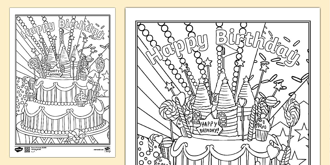 Happy Birthday Colouring | Colouring Sheets - Twinkl