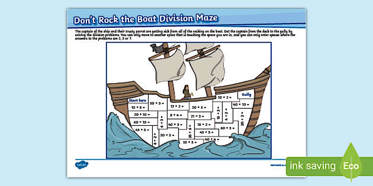 Don't Rock the Boat Division Maze (teacher made) - Twinkl