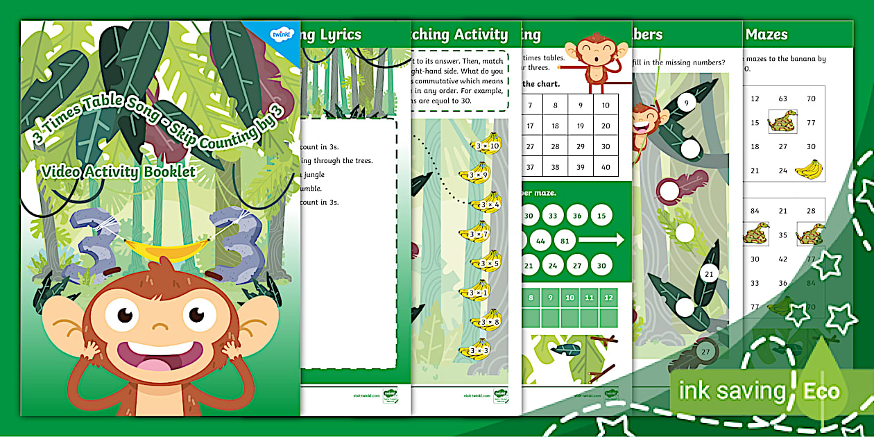 3 Times Table Song - Skip Counting by 3 Video Activity Booklet