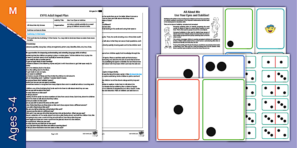 EYFS Use Your Eyes to Subitise Adult Input Plan & Resources