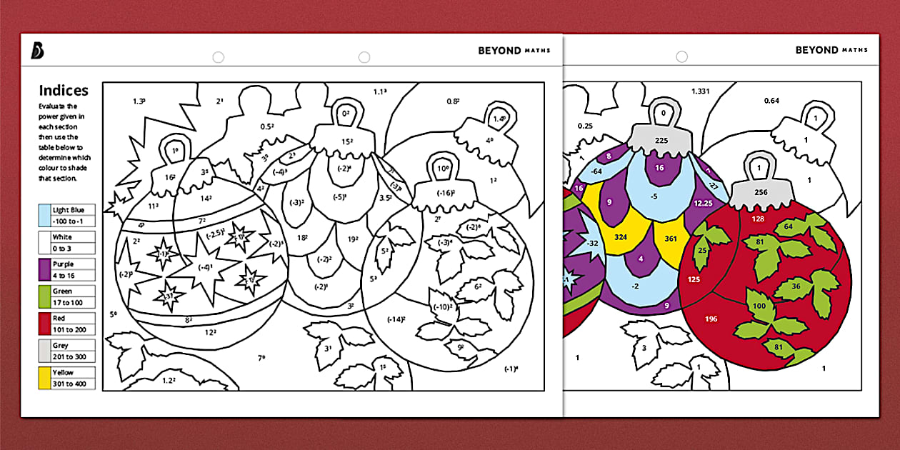 Maths Christmas: Indices Color by Number (Teacher-Made)