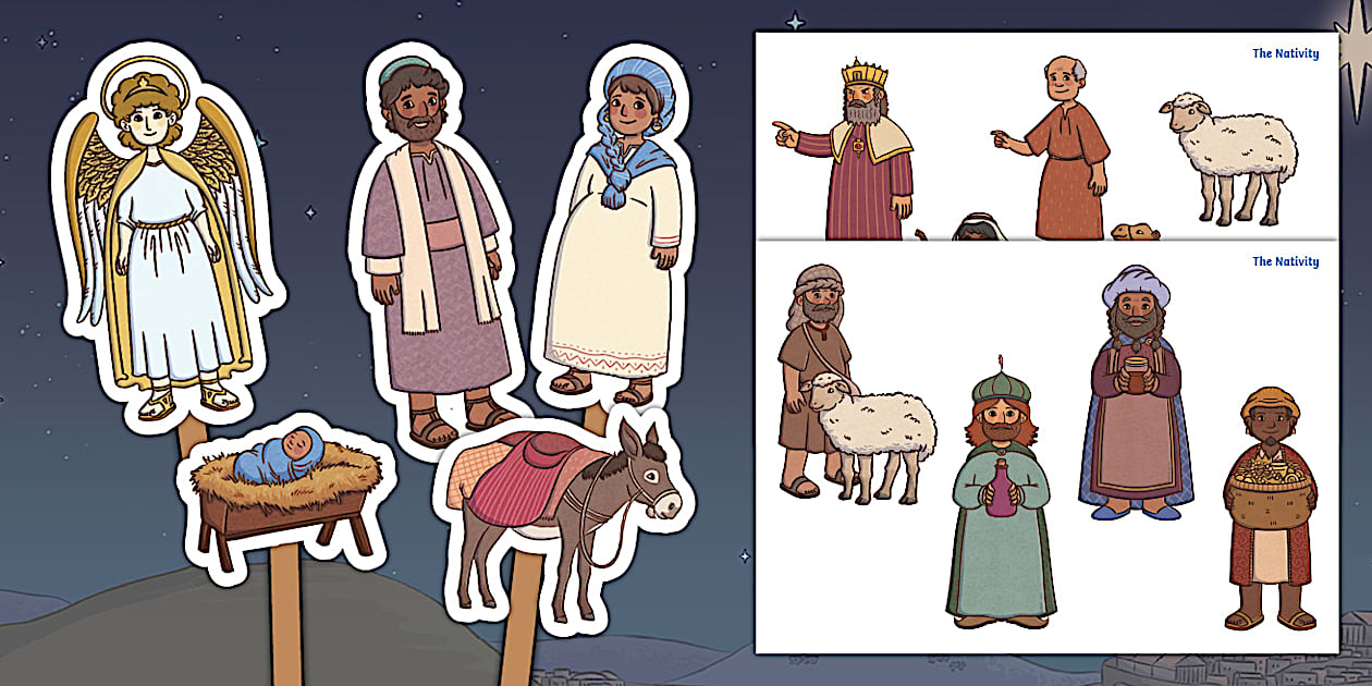 The Nativity Characters Stick Puppets (teacher made)