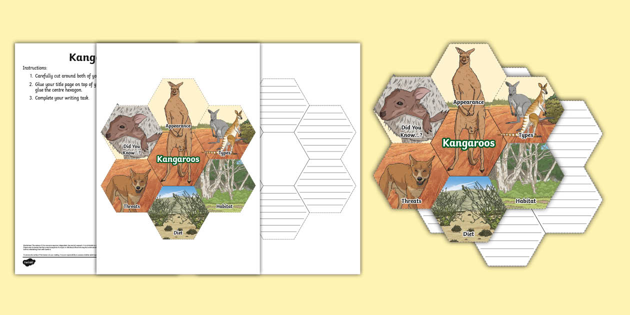 Kangaroo Hexagon Writing Template (teacher made) - Twinkl