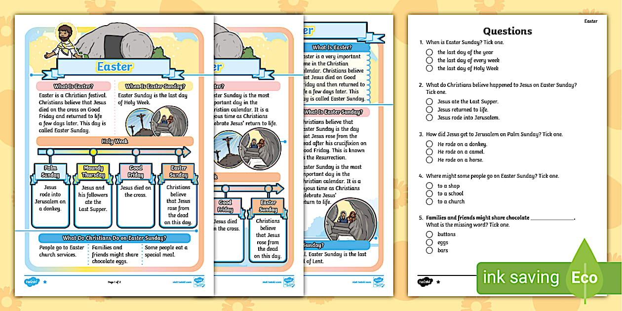Easter Comprehension Activity (teacher made) - Twinkl