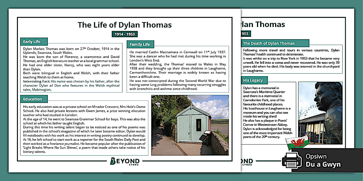 Dylan Thomas Infographic (Lehrer gemacht) - Twinkl