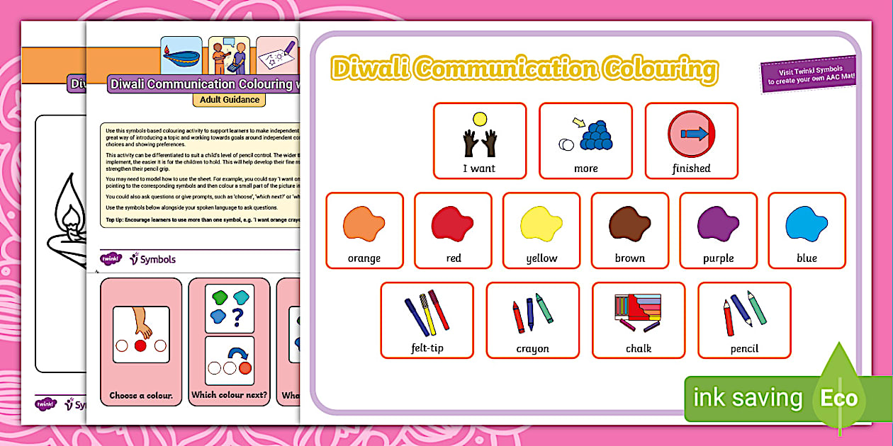 Twinkl Symbols: Diwali Communication Colouring Activity with AAC