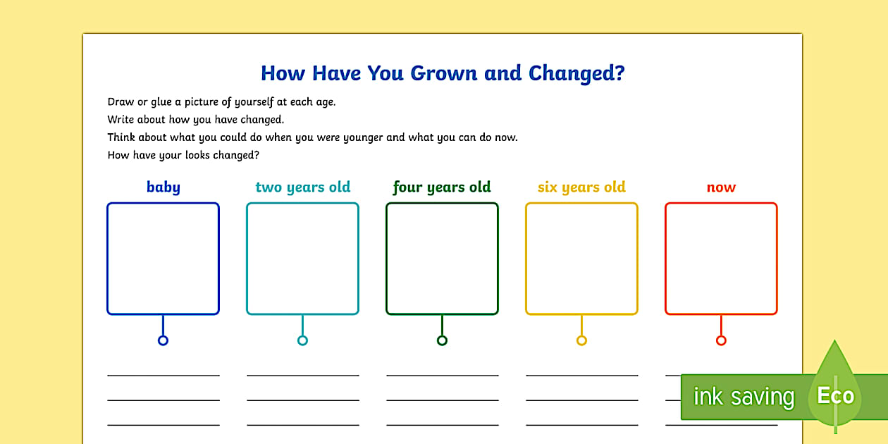 How Have You Grown and Changed? Worksheet / Worksheet