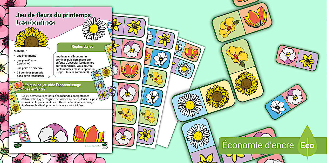 Jeu de dominos avec fleurs de printemps (teacher made)