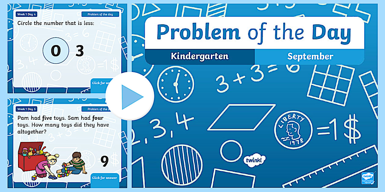 Kindergarten Math Problem of the Day - September PowerPoint