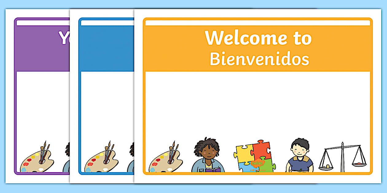Editable Class Welcome Display Door Sign English/Spanish