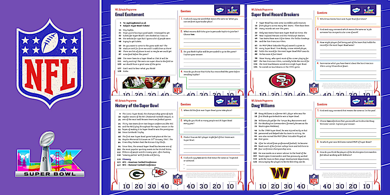 NFL: Superbowl 60-Second Reads Pack [Ages 7-9]