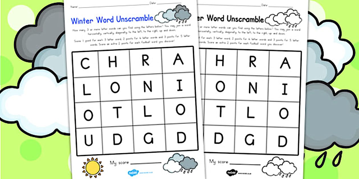 Winter Word Unscramble (teacher made) - Twinkl