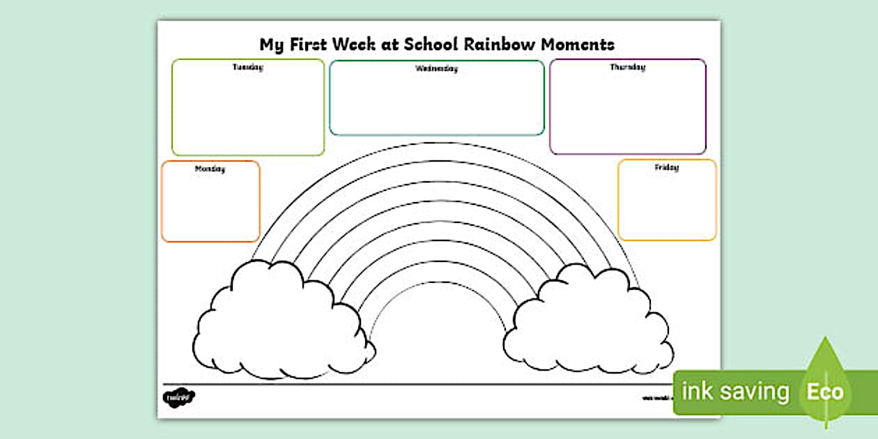 Editable My First Week at School Rainbow Moments KS1