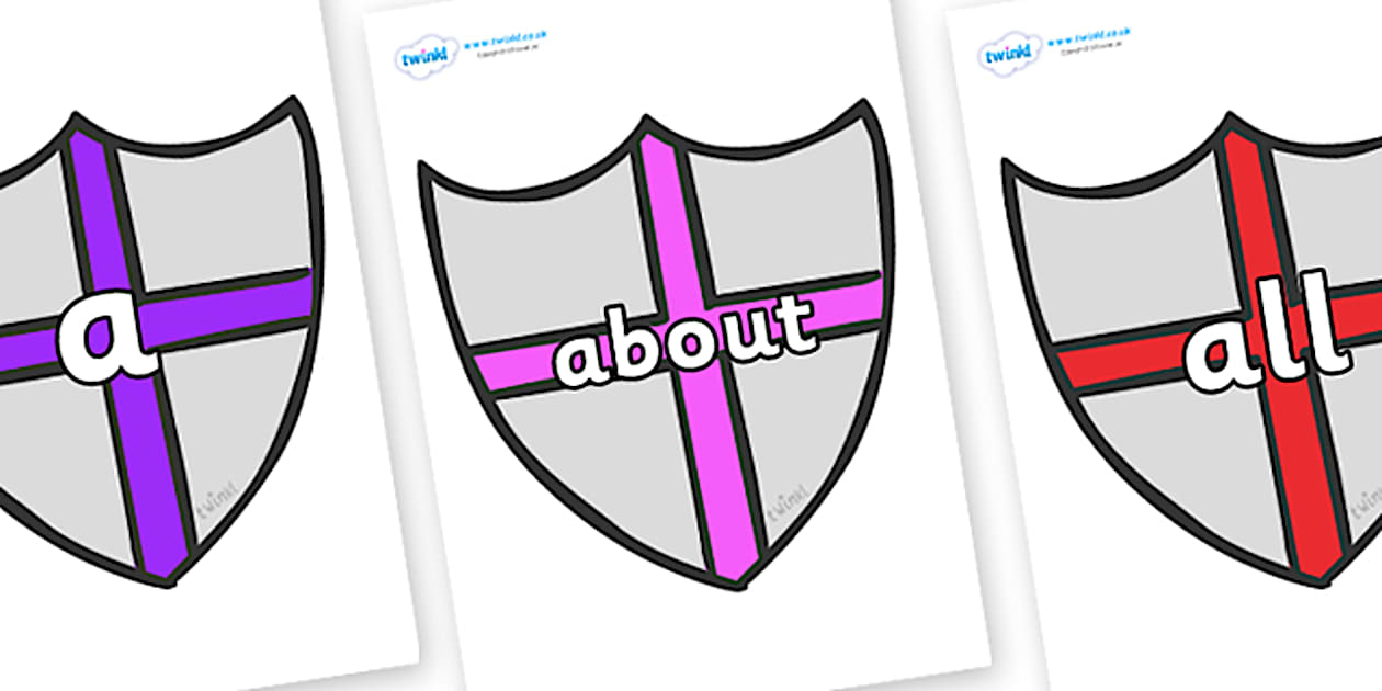 100 High Frequency Words on Shields (teacher made) - Twinkl