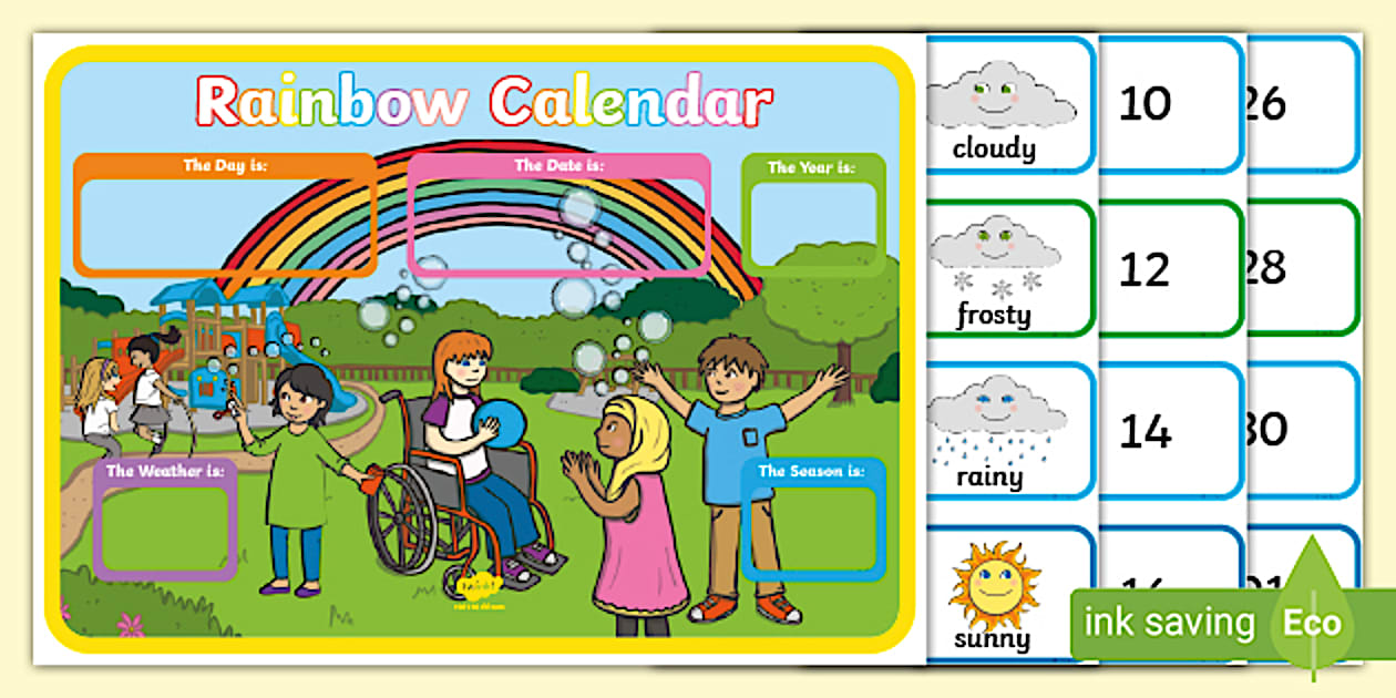 Rainbow Calendar (teacher made) - Twinkl