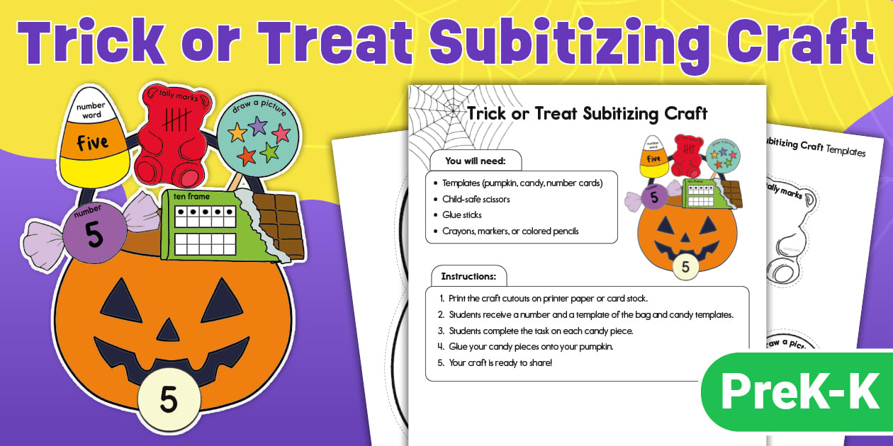 Trick or Treat Subitizing Craft for PreK-K
