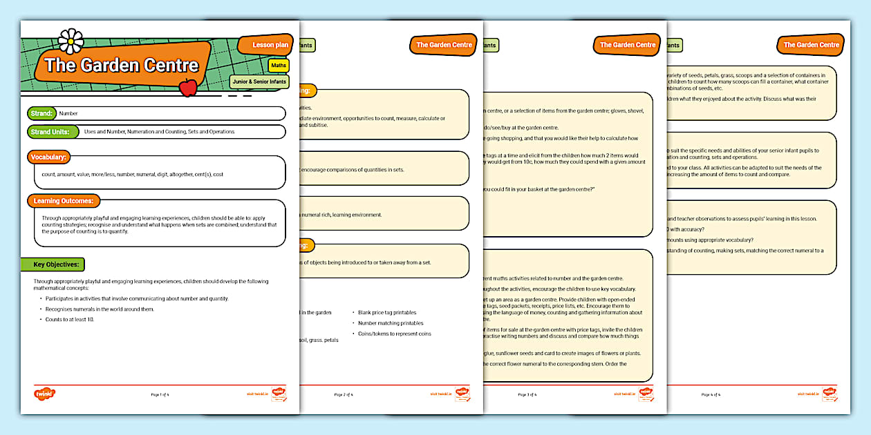Number Garden Centre Lesson Plan | Twinkl Ireland