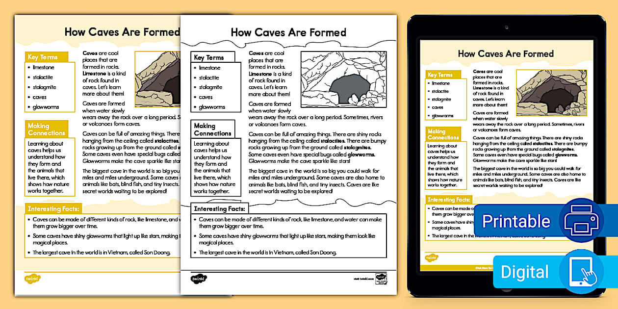 Second Grade How Caves Are Formed Fact File Questions?