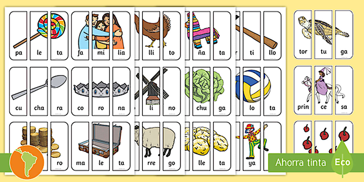 Rompecabezas: Palabras con 3 sílabas (teacher made)