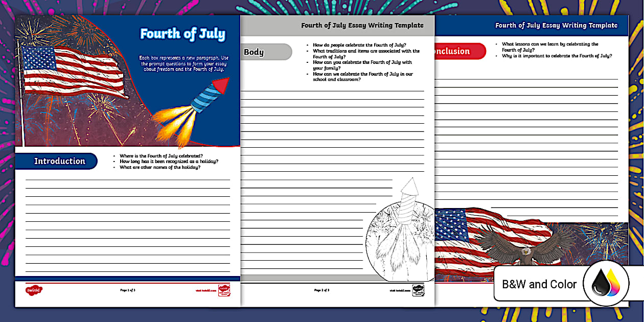 Independence Day Essay Template | 4th of July | Twinkl USA