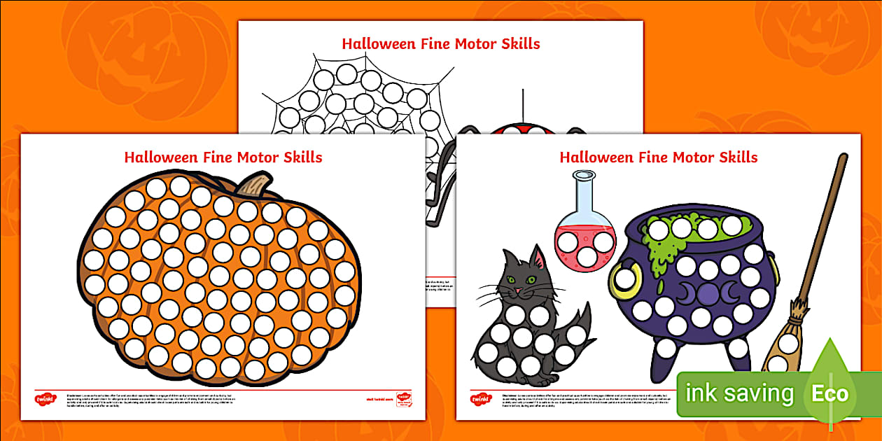 Halloween Button Placing Fine Motor Skills Activity - Twinkl