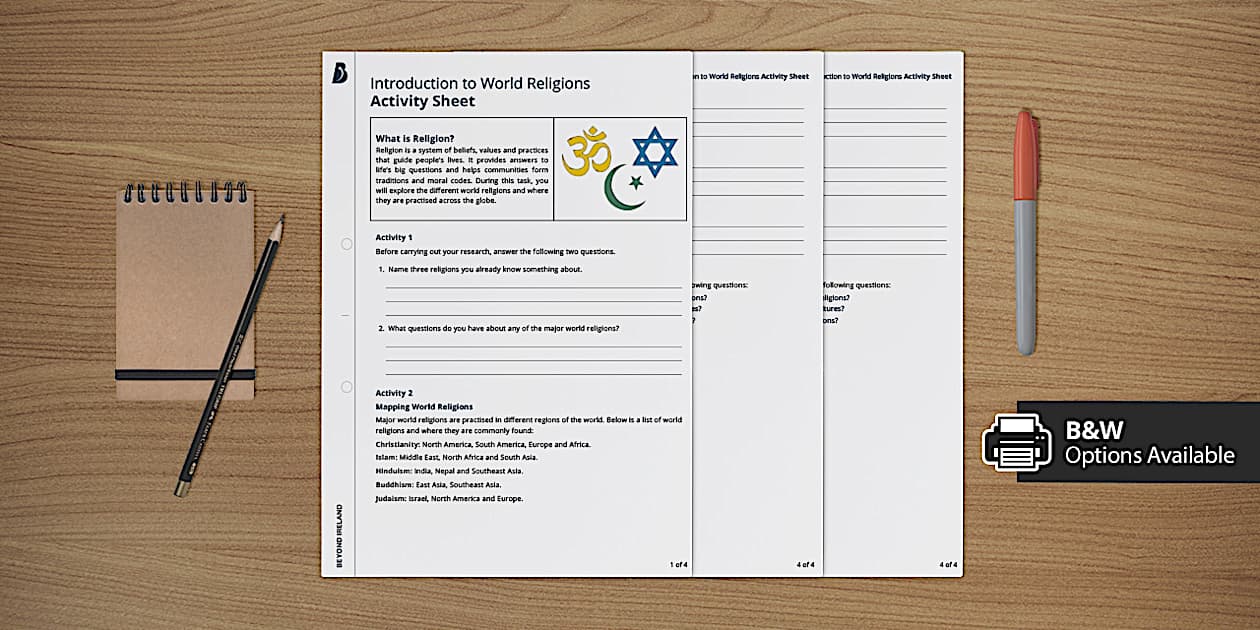 Introduction to World Religions Worksheet