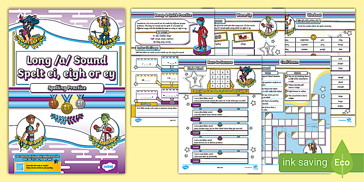 Words with Long /a/ Sound Spelt ei, eigh ey KS2 Booklet
